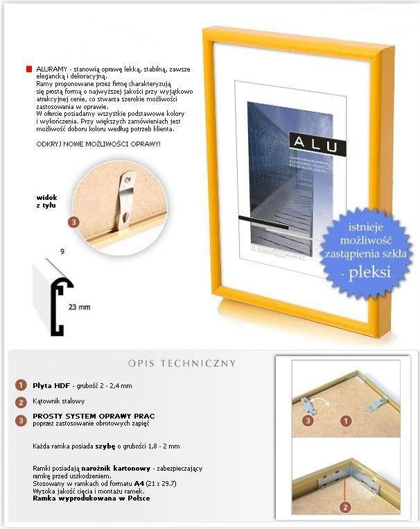 Ramka ALU C 10 ŻÓŁTA 20x25 cm | SklepzRamami.pl